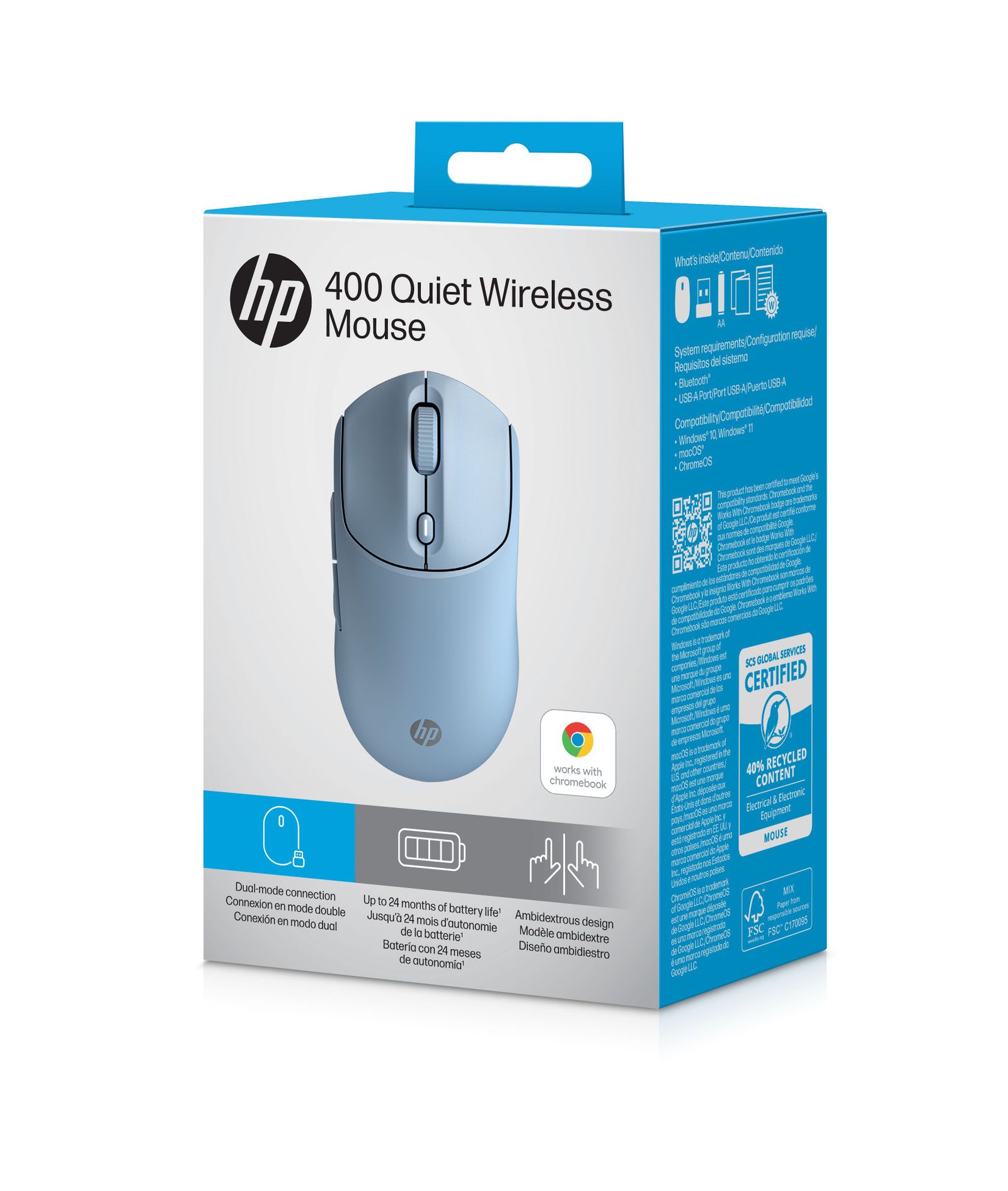 HP 400 quiet blue wireless mouse AZ7B4AA