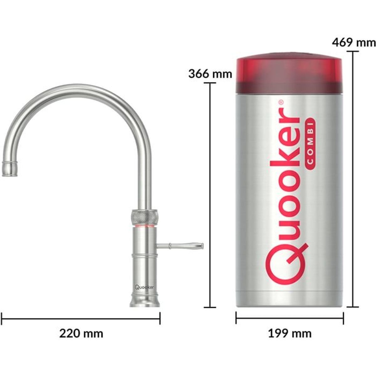 Classic Fusion round met COMBI boiler 3-in-1 kokend water kraan RVS