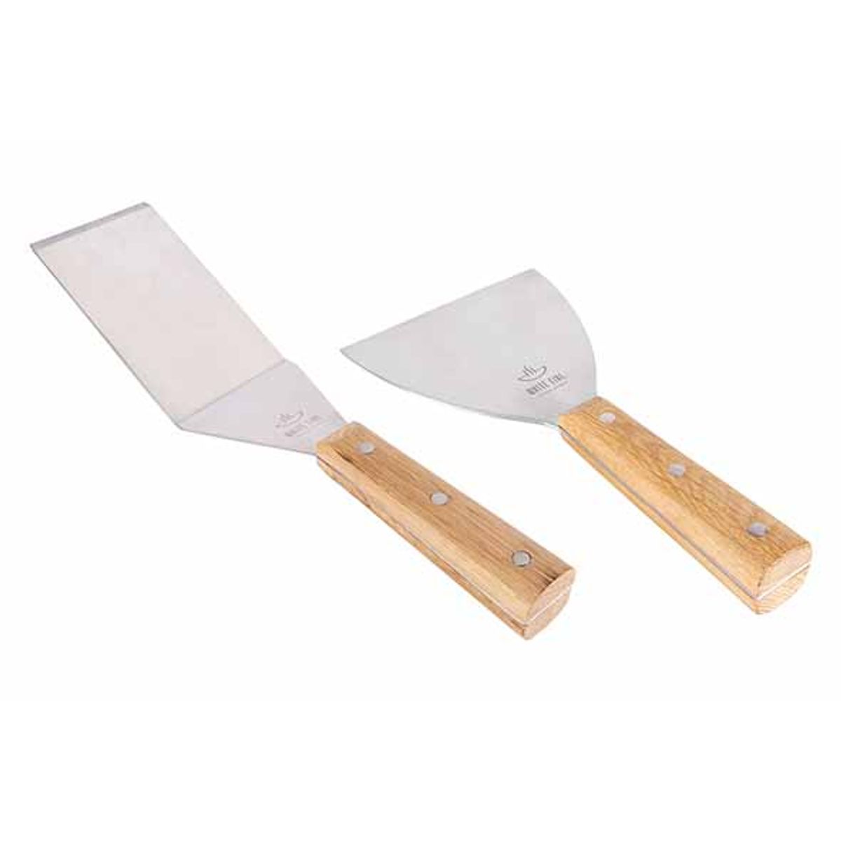 White Fire Spatelset 2pcs Met Eiken Handvat